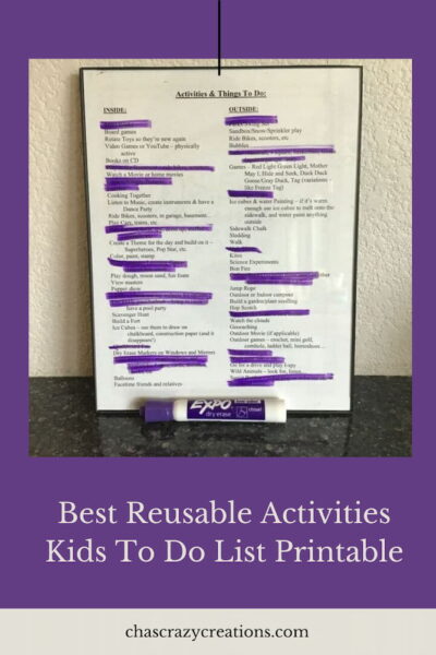 Best Reusable Activities Kids To-Do List Printable - Chas' Crazy Creations
